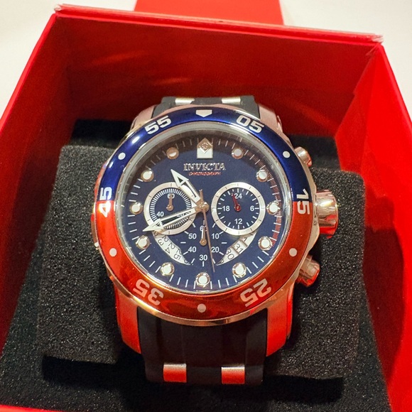 Invicta | Accessories | Invicta Red And Blue Chronograph Watch | Poshmark